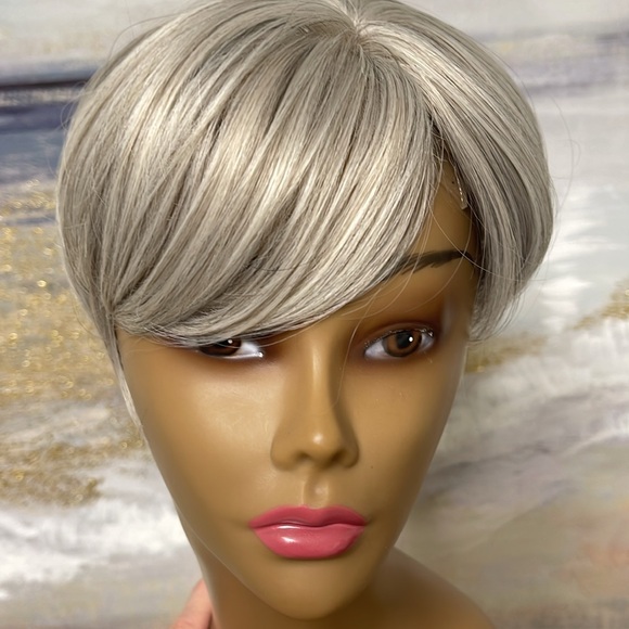 Hair | Hair Topperwiglet Short Straight With Bangs Gray Shades | Poshmark